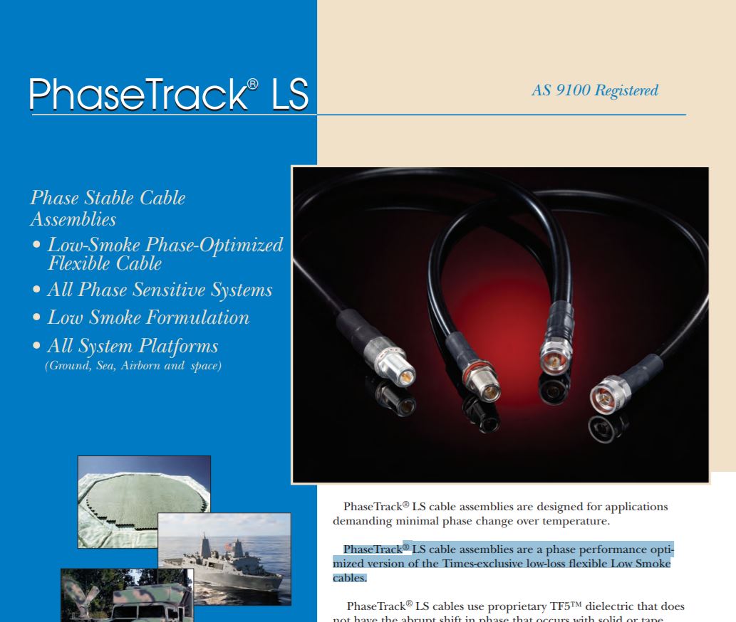 PHASETRACK LOW SMOKE CABLE ASSEMBLIES